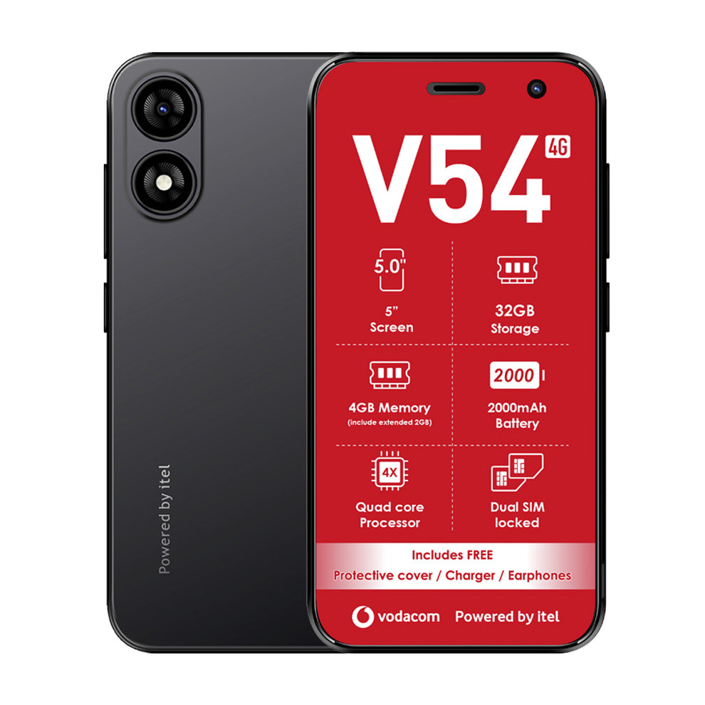 Itel V54 4G - Black (Vodacom - Network Locked) – Dunns Mobile SA